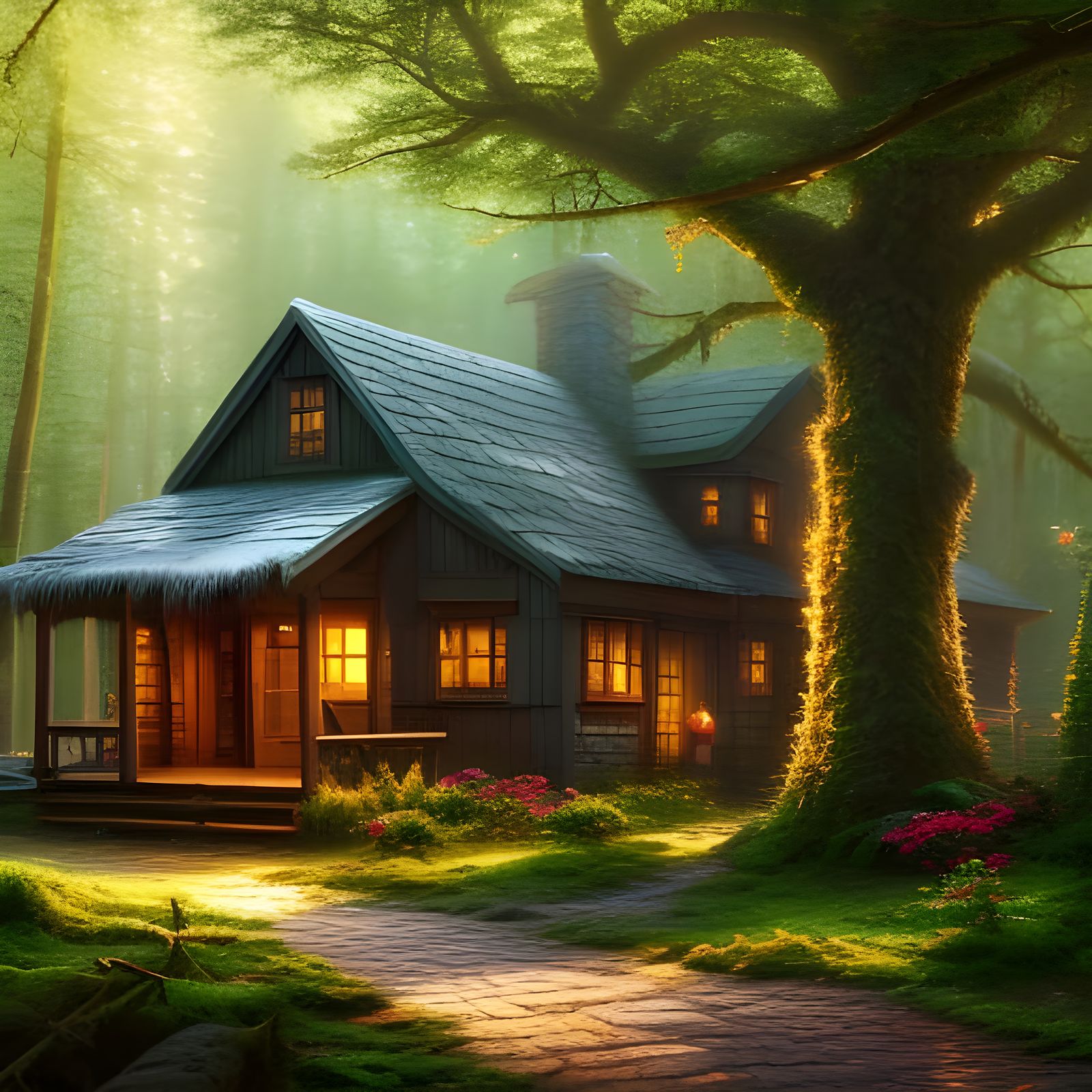 Cozy Cottage - AI Generated Artwork - NightCafe Creator