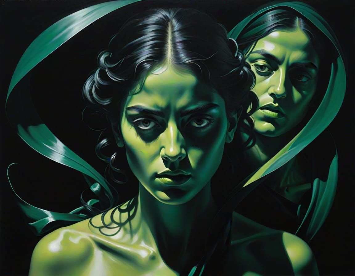 Emotion series - ENVY - Dramatic Oil Painting of Envy in Chi...