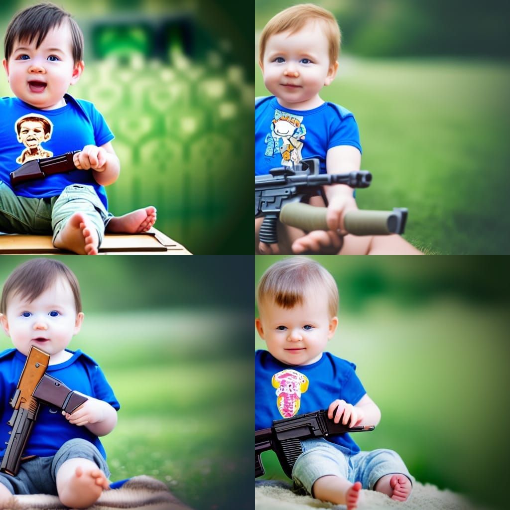 baby holding an ak-47 - AI Generated Artwork - NightCafe Creator