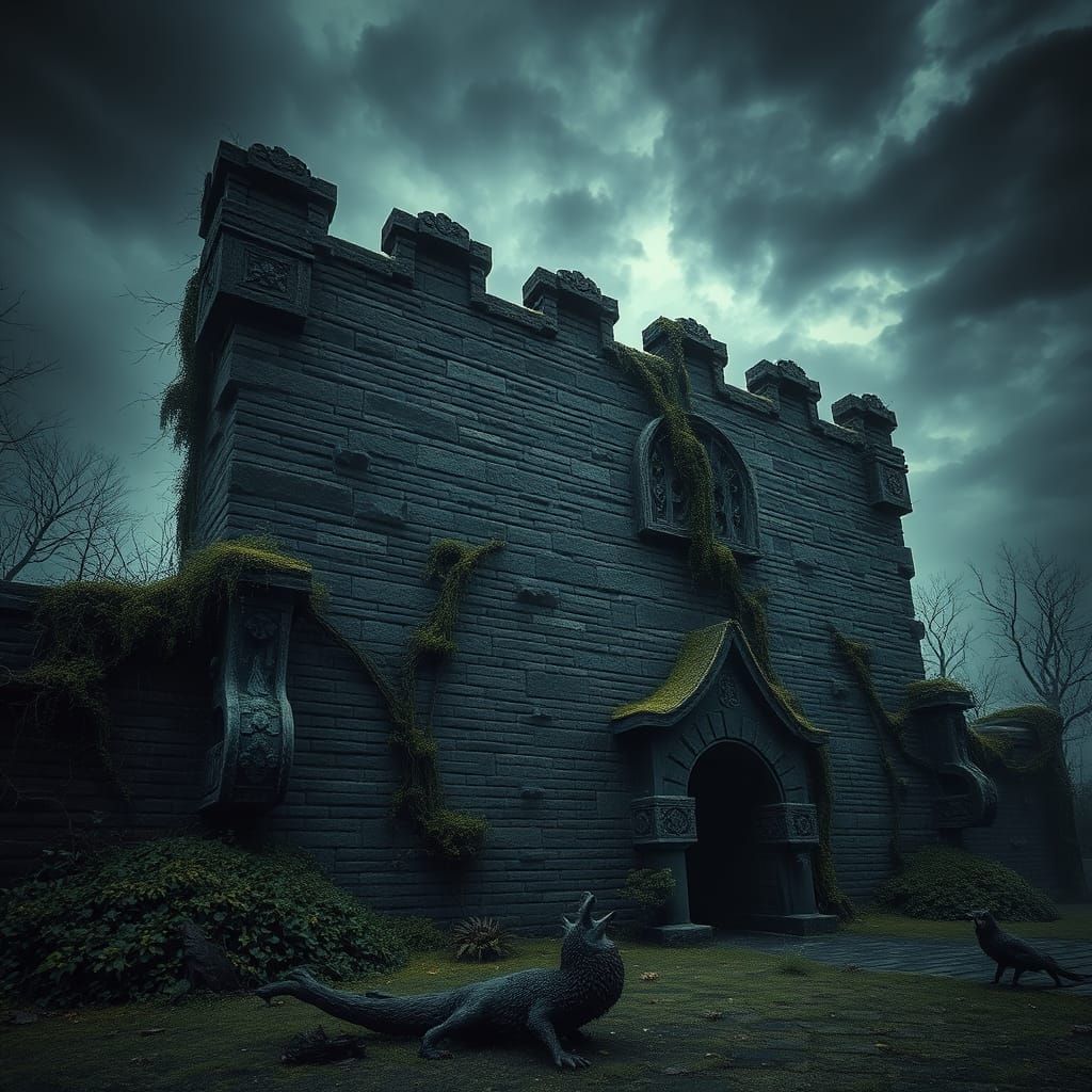 Brick goth wall - Mysterious Brick Wall in Dark Surrealist S...