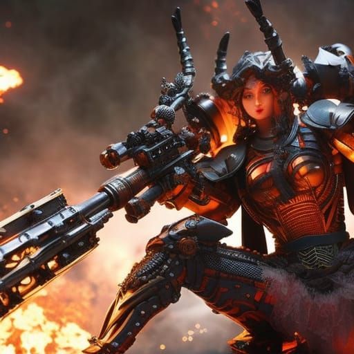 Cyberpunk demon warrior woman - AI Generated Artwork - NightCafe Creator