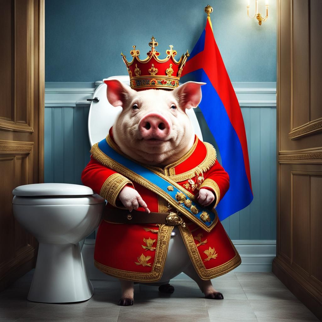 russian king pig with russian flag in toilet russia is the best - AI ...