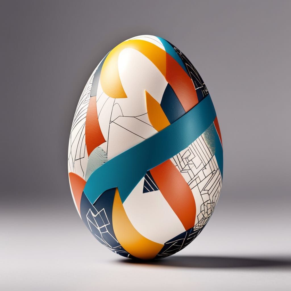 Geometric Egg Design in Vibrant Colors - AI Art