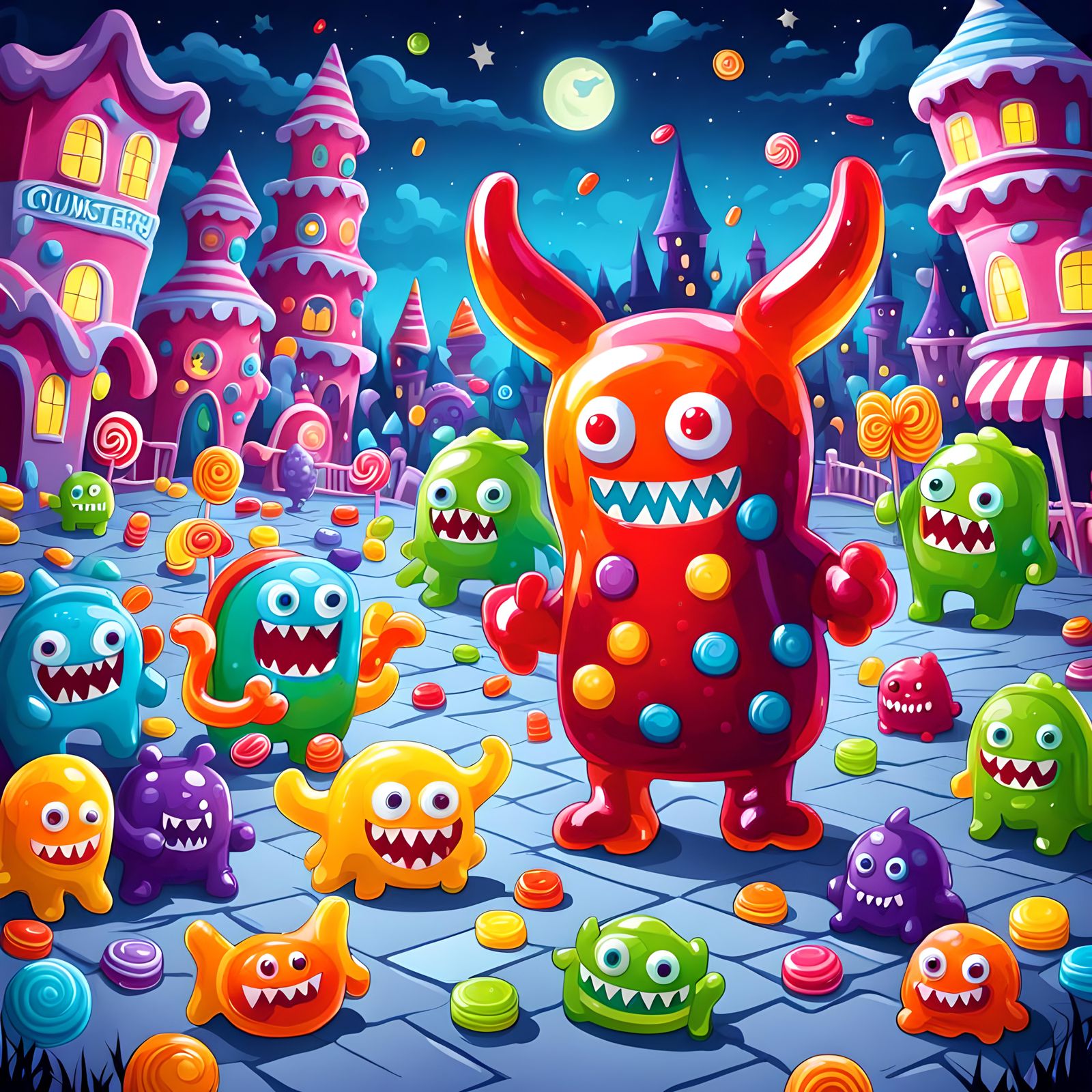 Candy City Jello Monsters (1) - AI Generated Artwork - NightCafe Creator