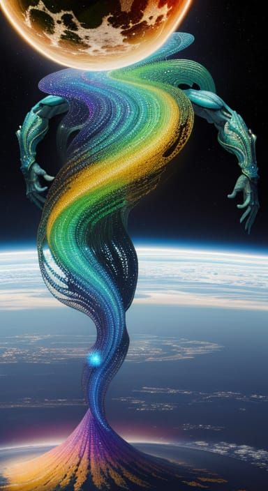 Cosmic Eldritch Being in Hyperdimensional Splendor - AI Art