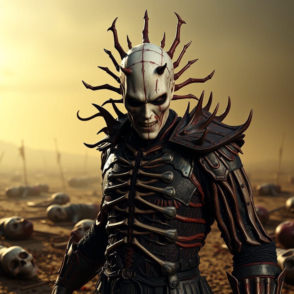 A Hyperrealistic 3d photo of a demonic evil, realistic Pinhead warrior ...