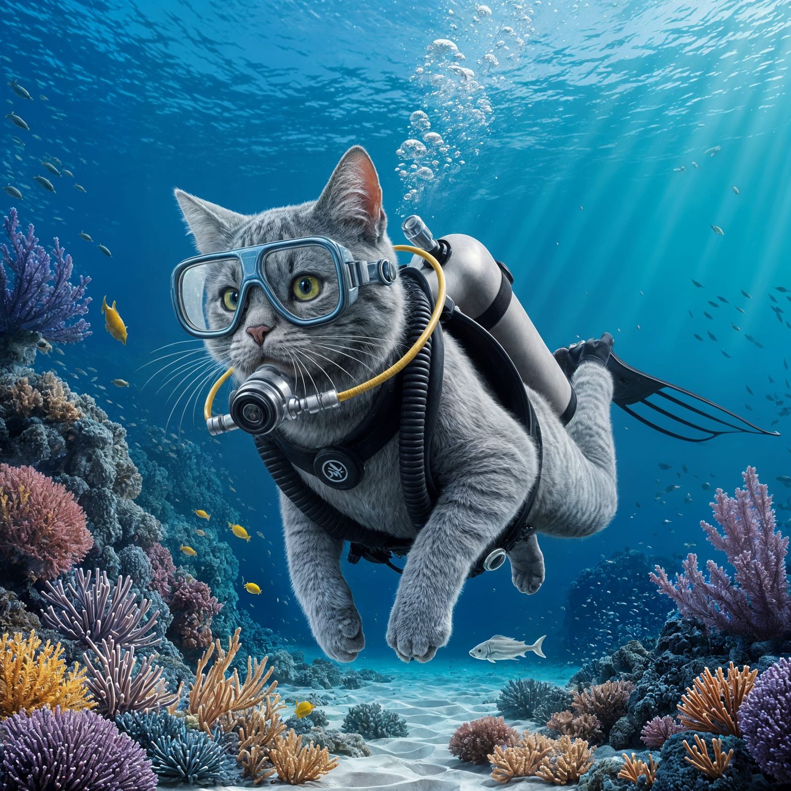 Scuba diving tabby kitty - Scuba diving tabby kitty