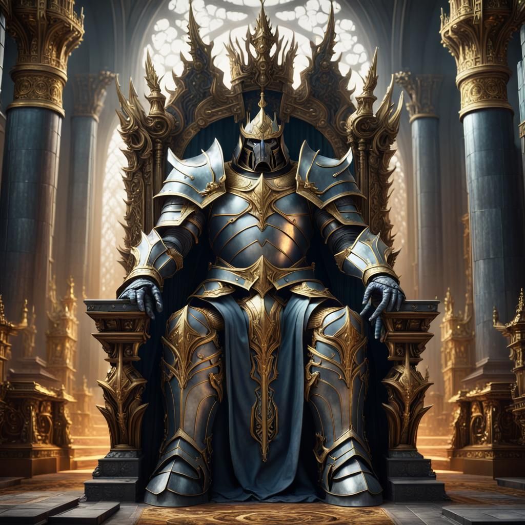 God king, king, Emperor, Shining, Terrifying, Full plate, Armor, Throne ...