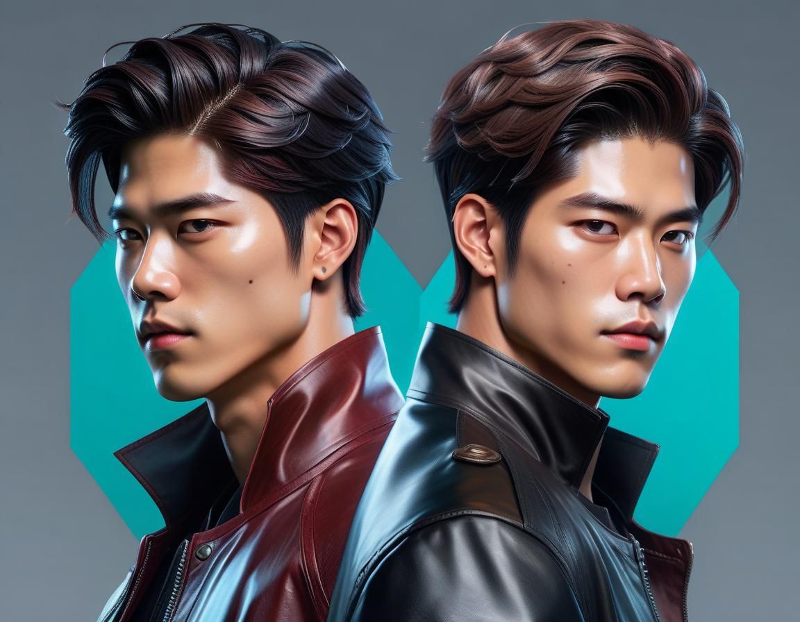Realistic Handsome Twins Kpop Guys , Park Bo Gum , leather jackets ...