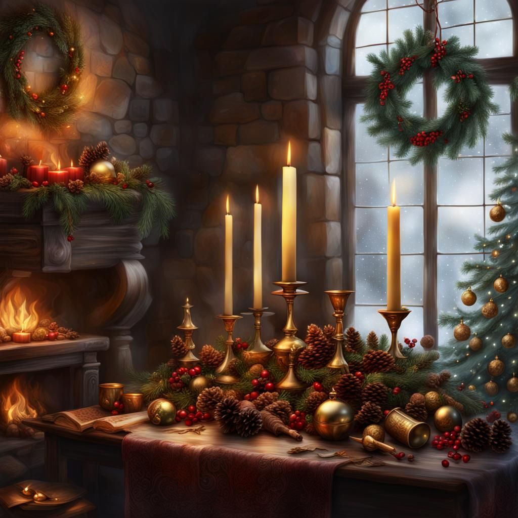 Yule/ winter solstice altar - AI Generated Artwork - NightCafe Creator