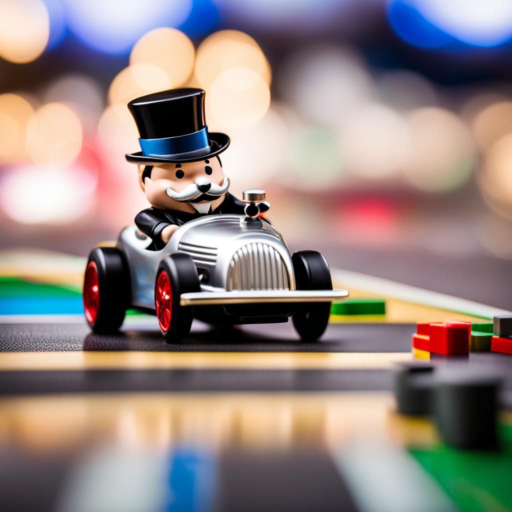 Mr. Monopoly driving his car - AI Generated Artwork - NightCafe Creator