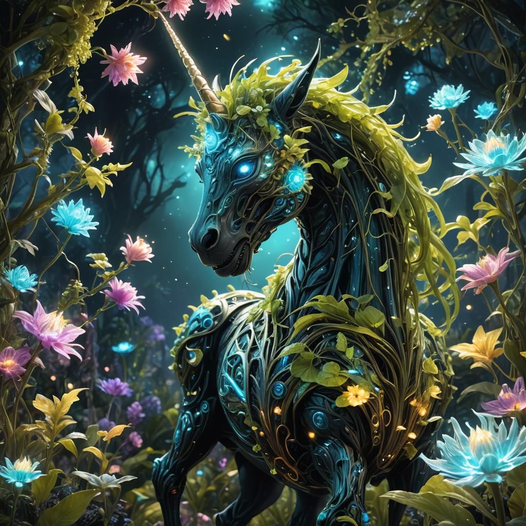 bioluminescent alien-unicorn - AI Generated Artwork - NightCafe Creator