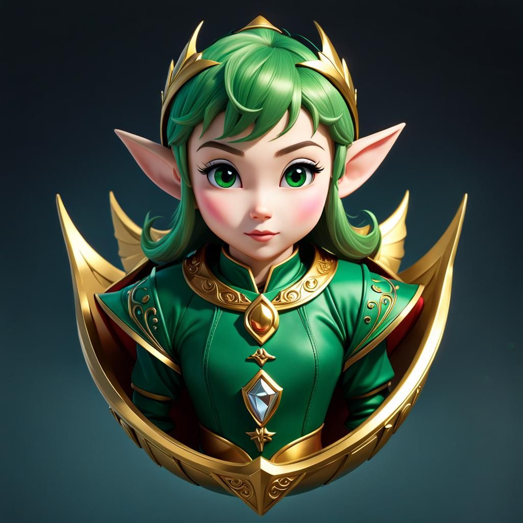 the portrait of an high-society chibified Elf exaoan object from above ...