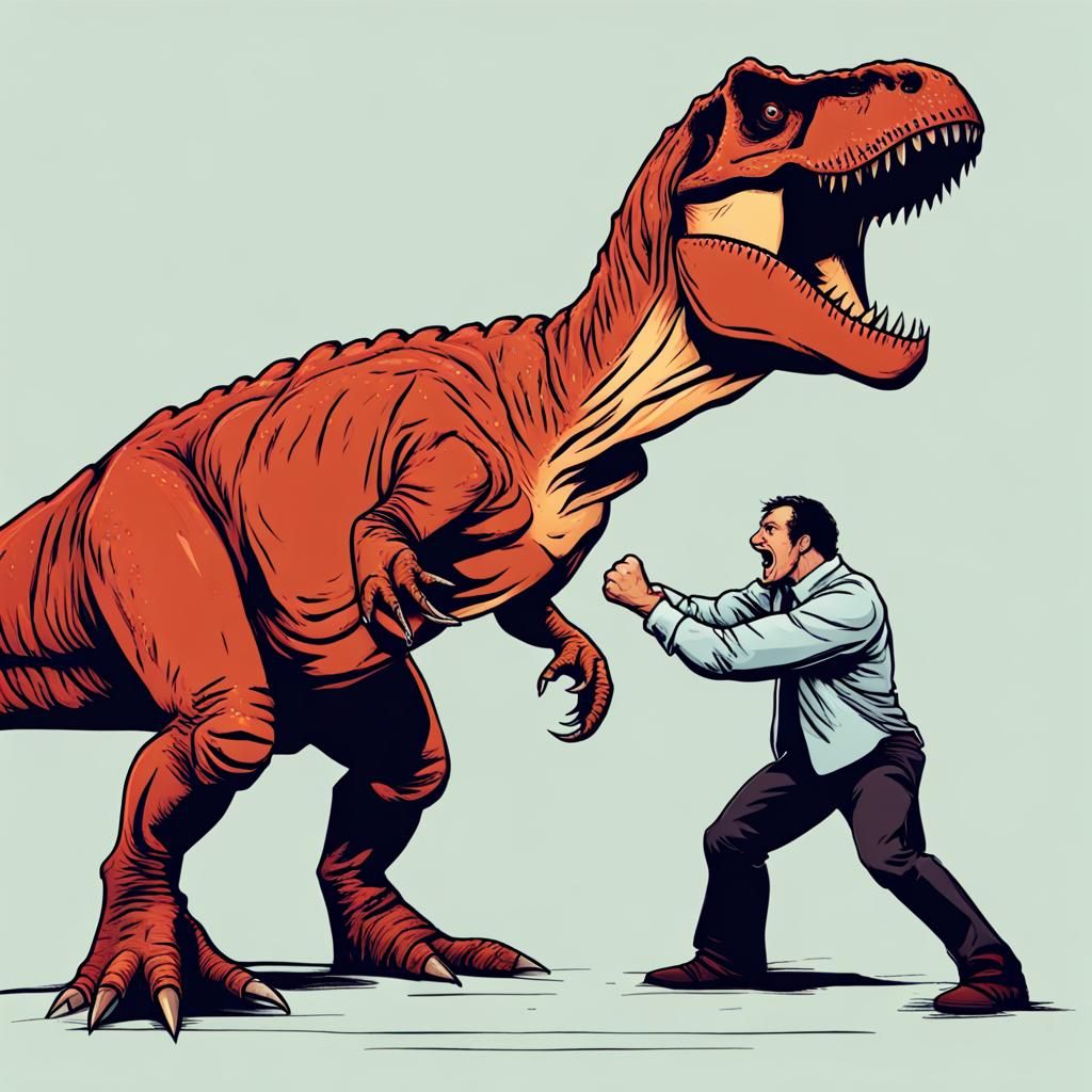 T Rex Fist Fight - AI Generated Artwork - NightCafe Creator