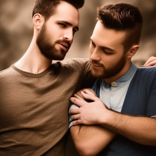Two Handsome Men in Love - AI Generated Artwork - NightCafe Creator