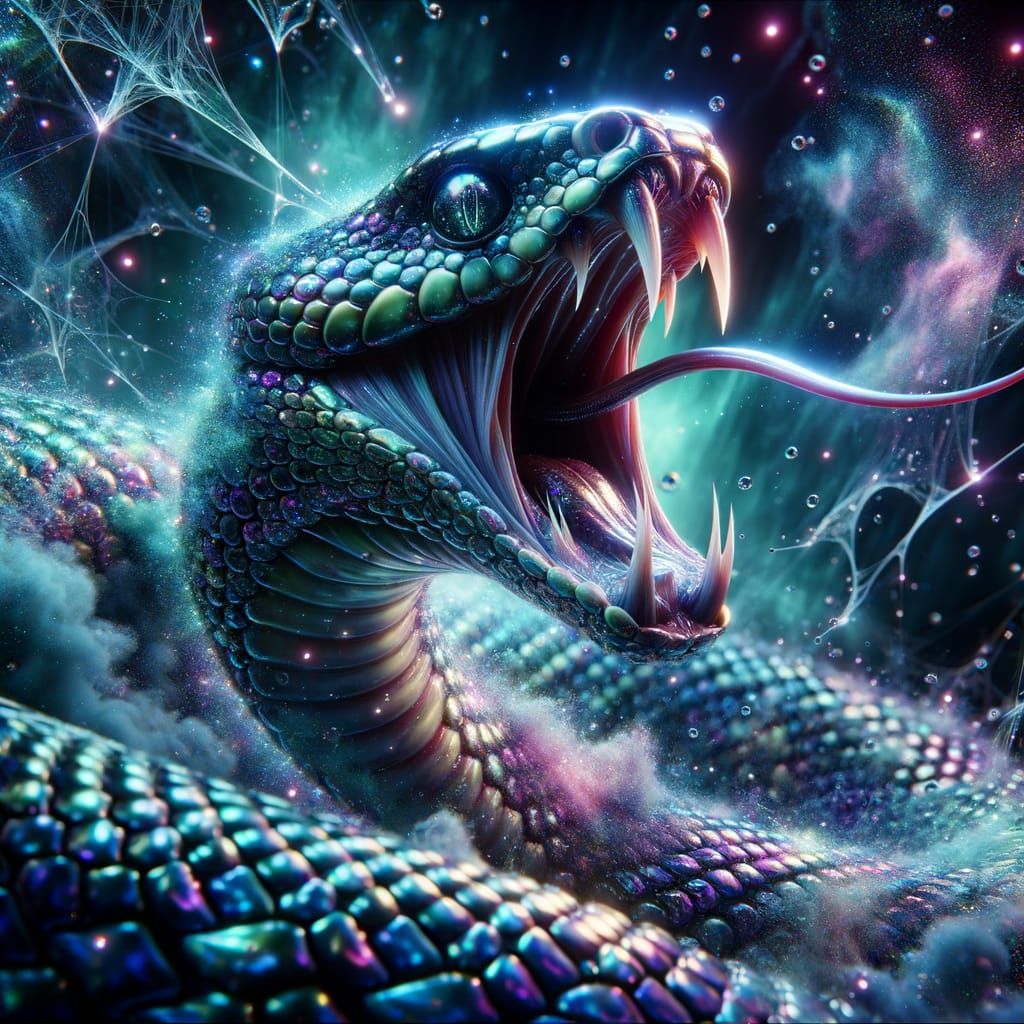 Hyperrealistic Snake in Ethereal Light with Irides... - AI Art