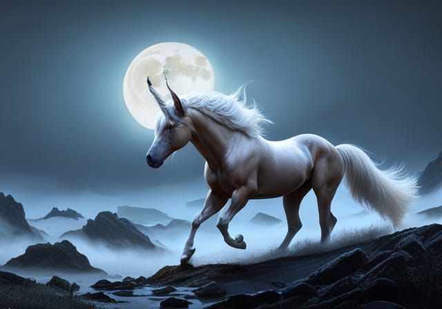 Bicorn in the Fog - AI Generated Artwork - NightCafe Creator