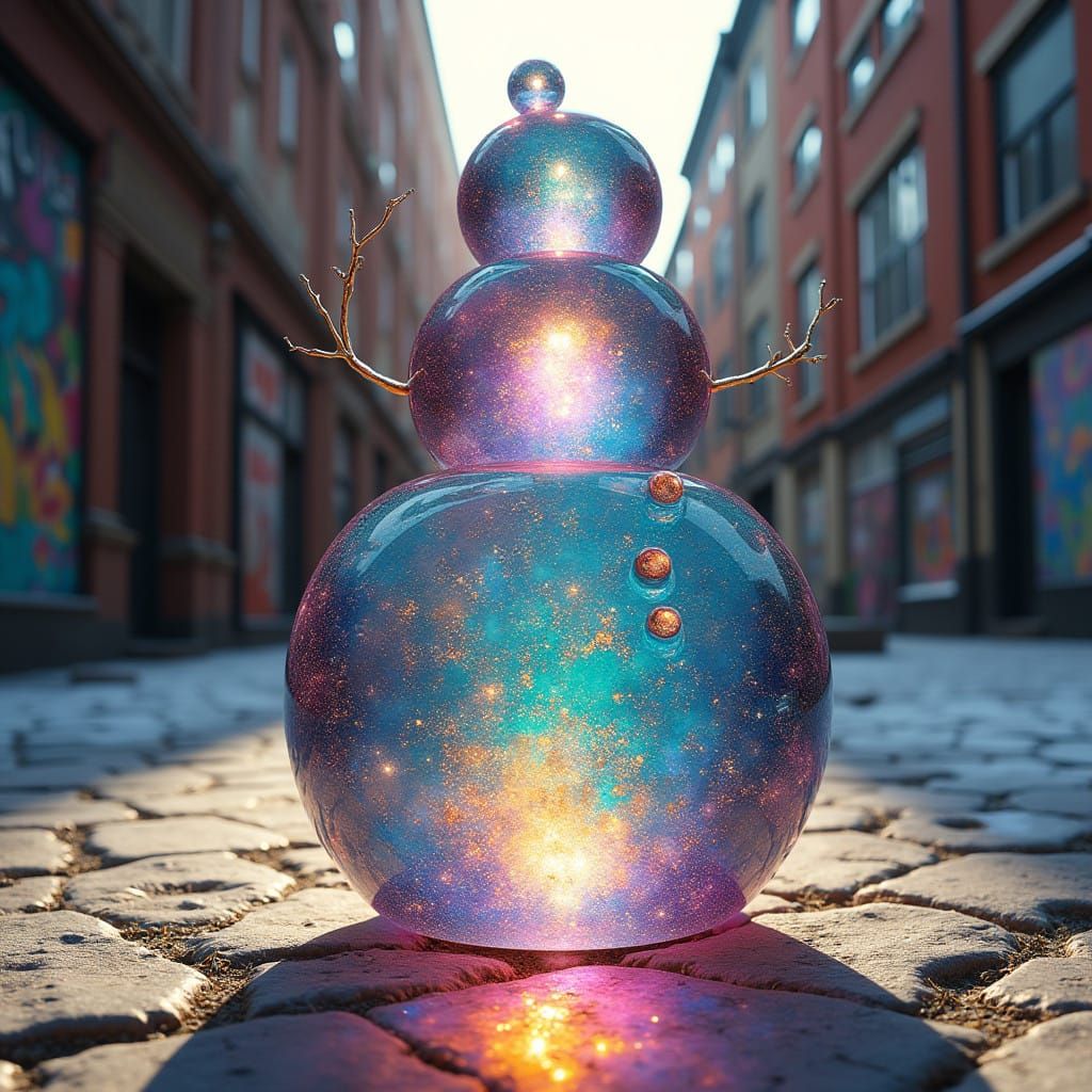 Glass snowman - Vibrant Glass Snowman Prism in Urban Street ...