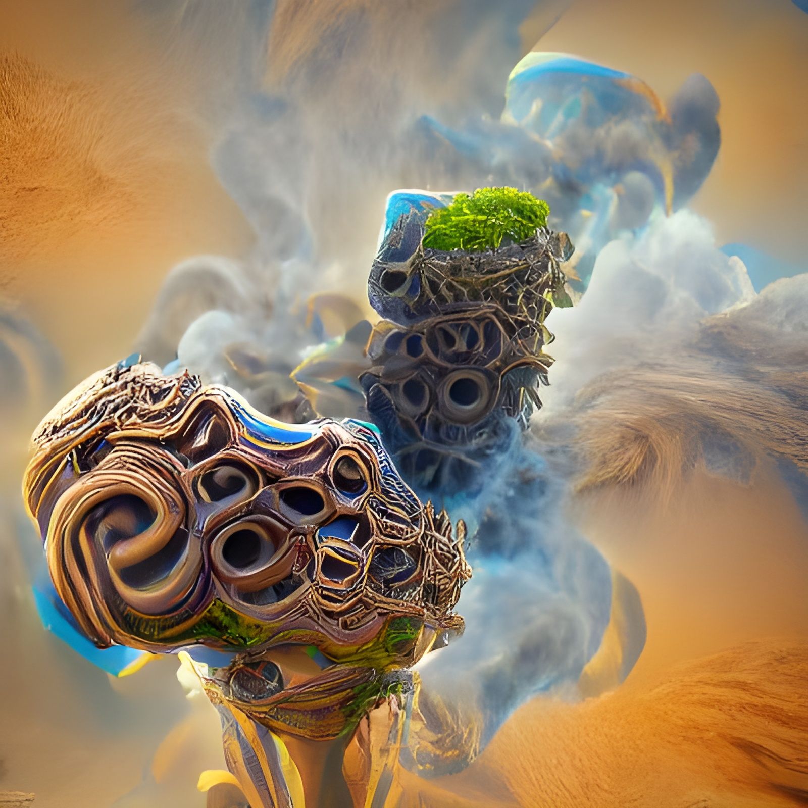 changa smoke from the shaman's pipe, mandelbulb, 3D HDR, large dof ...