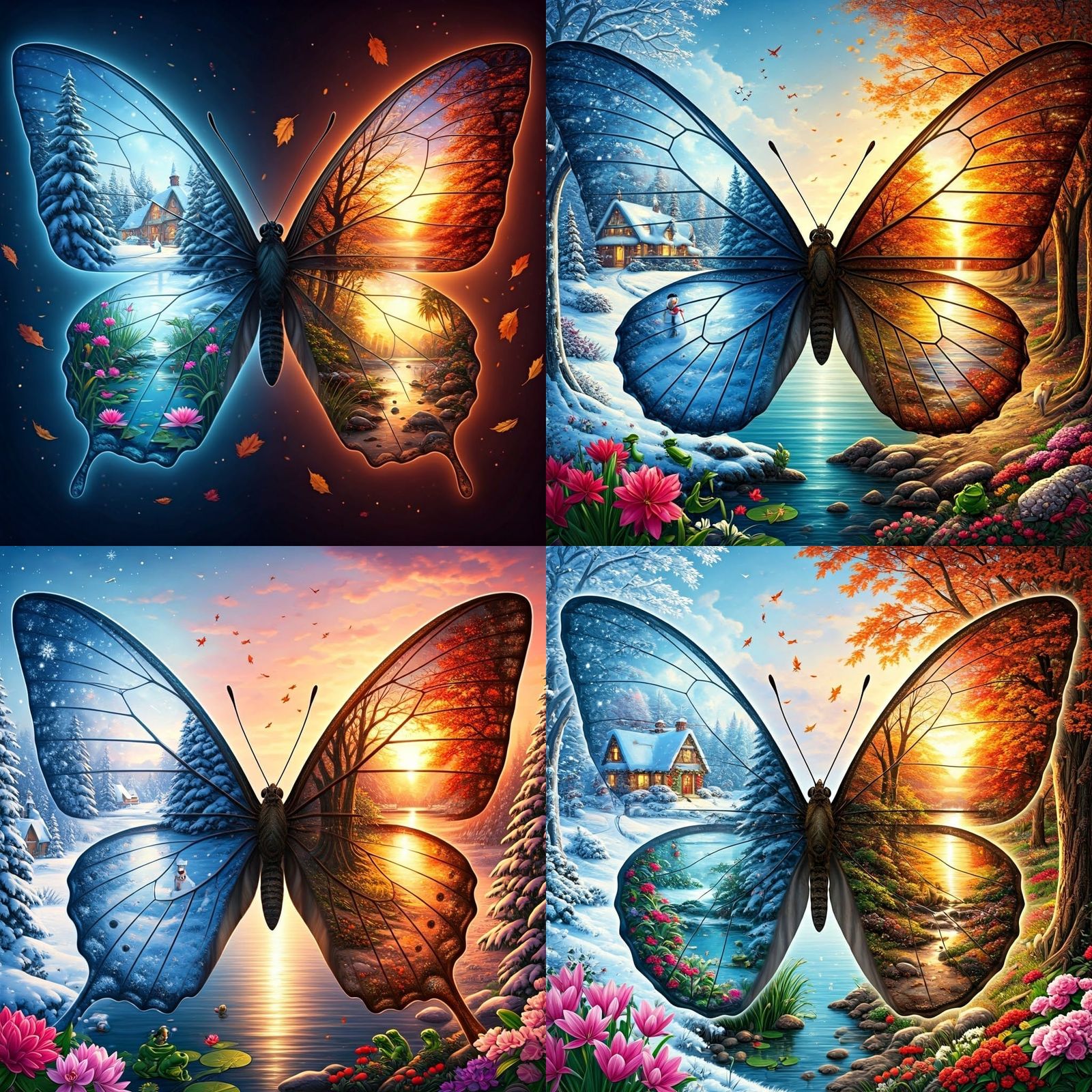 image of a butterfly with each of its four wings segments representing ...