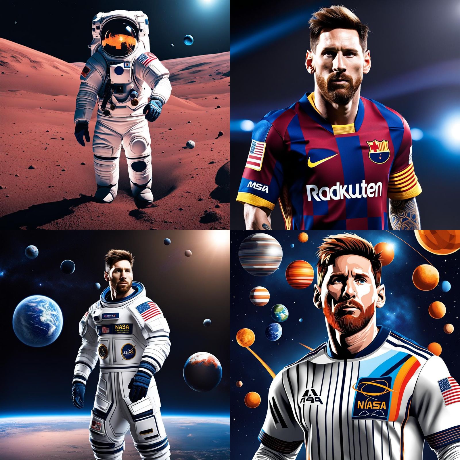 Crear a Messi con uniforme de la NASA y flotando en el espacio con un ...