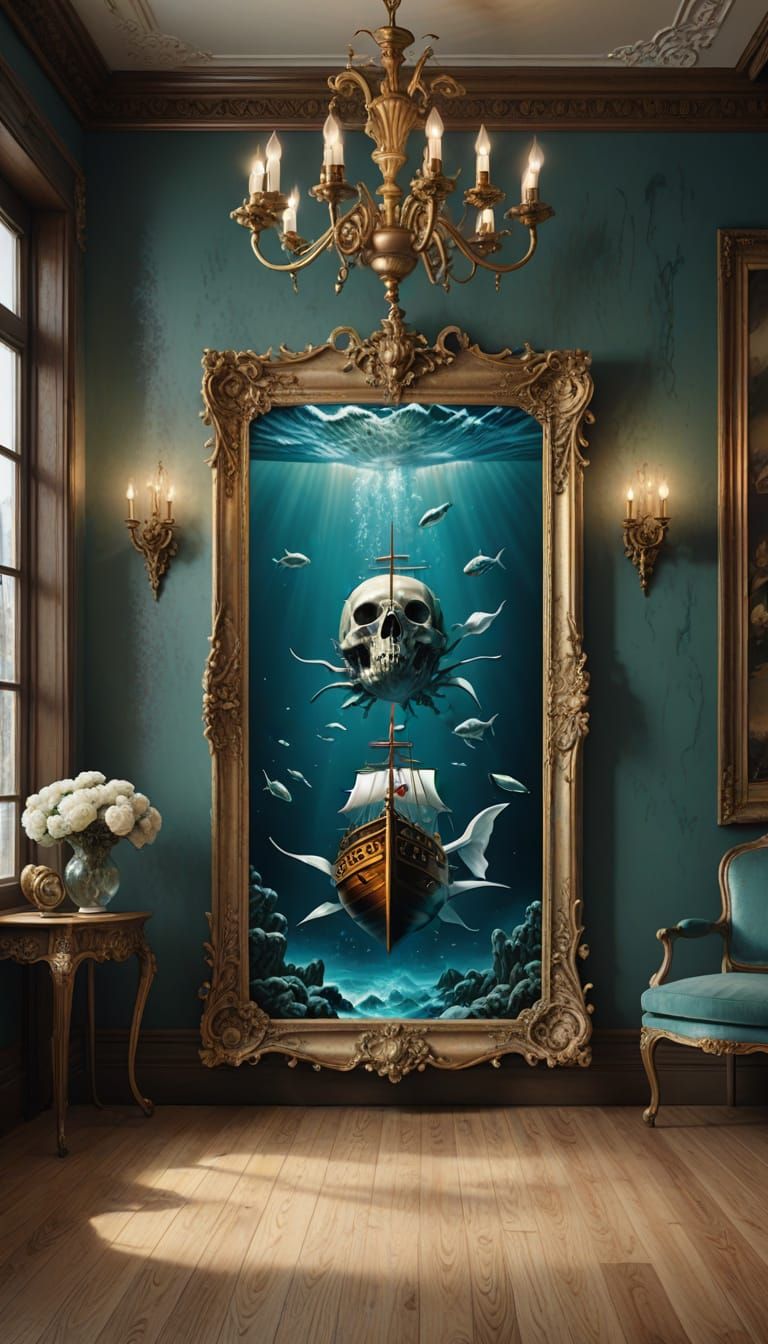 Surrealist Masterpiece: Victorian Parlor Meets Sto... - AI Art
