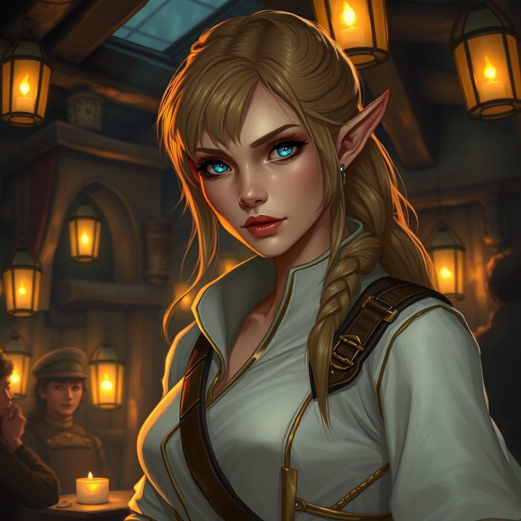 Ethereal Half-Elf Bounty Hunter in Johan Egerkrans... - AI Art