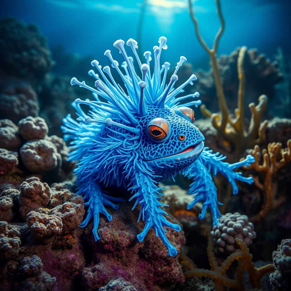 The blue hairy frogfish, scientifically known as Antennarius striatus