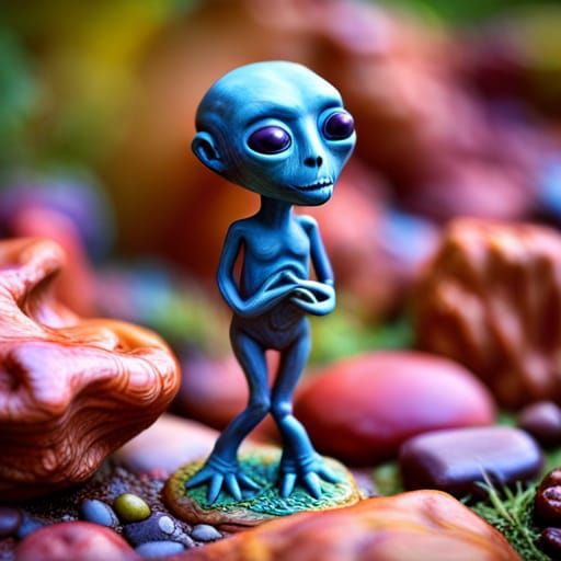 Charming little blue alien - AI Generated Artwork - NightCafe Creator