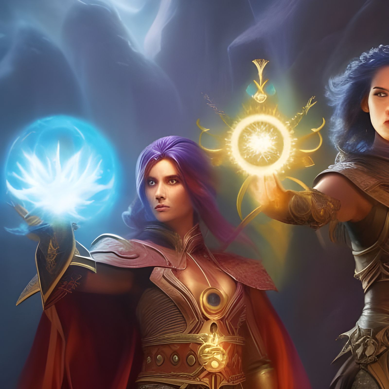 Mages summoning orbs of elemental power - AI Generated Artwork ...