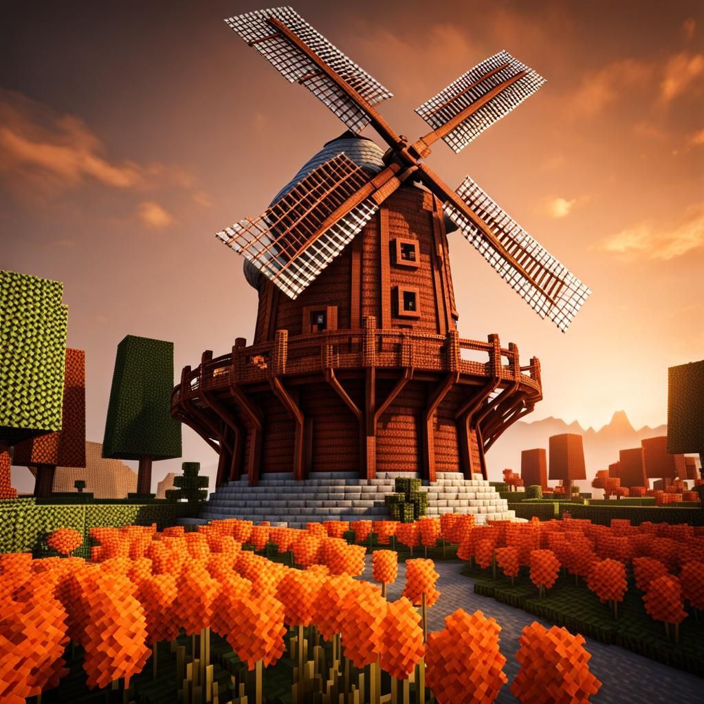 Terracota windmill in Minecraft with Create Mod - AI Generated Artwork ...