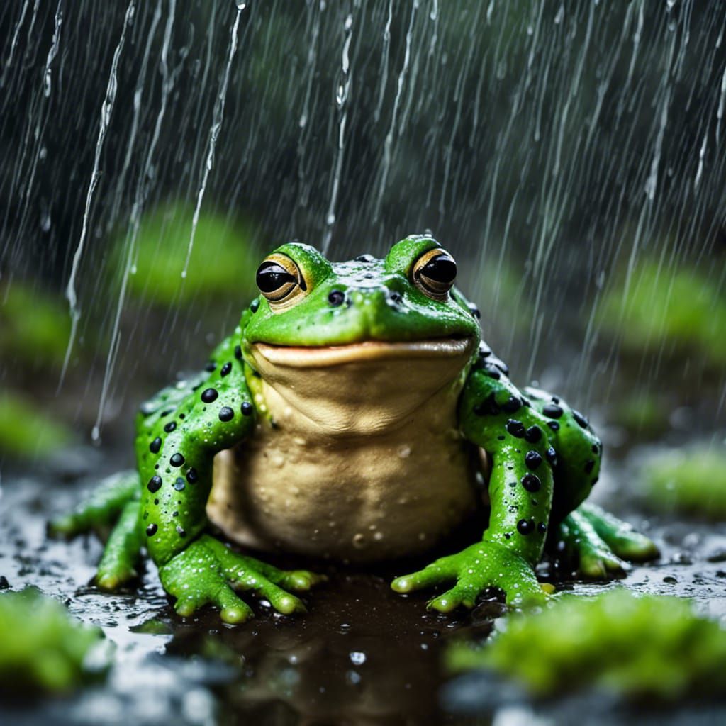 Toad enjoying the rain - AI Generated Artwork - NightCafe Creator