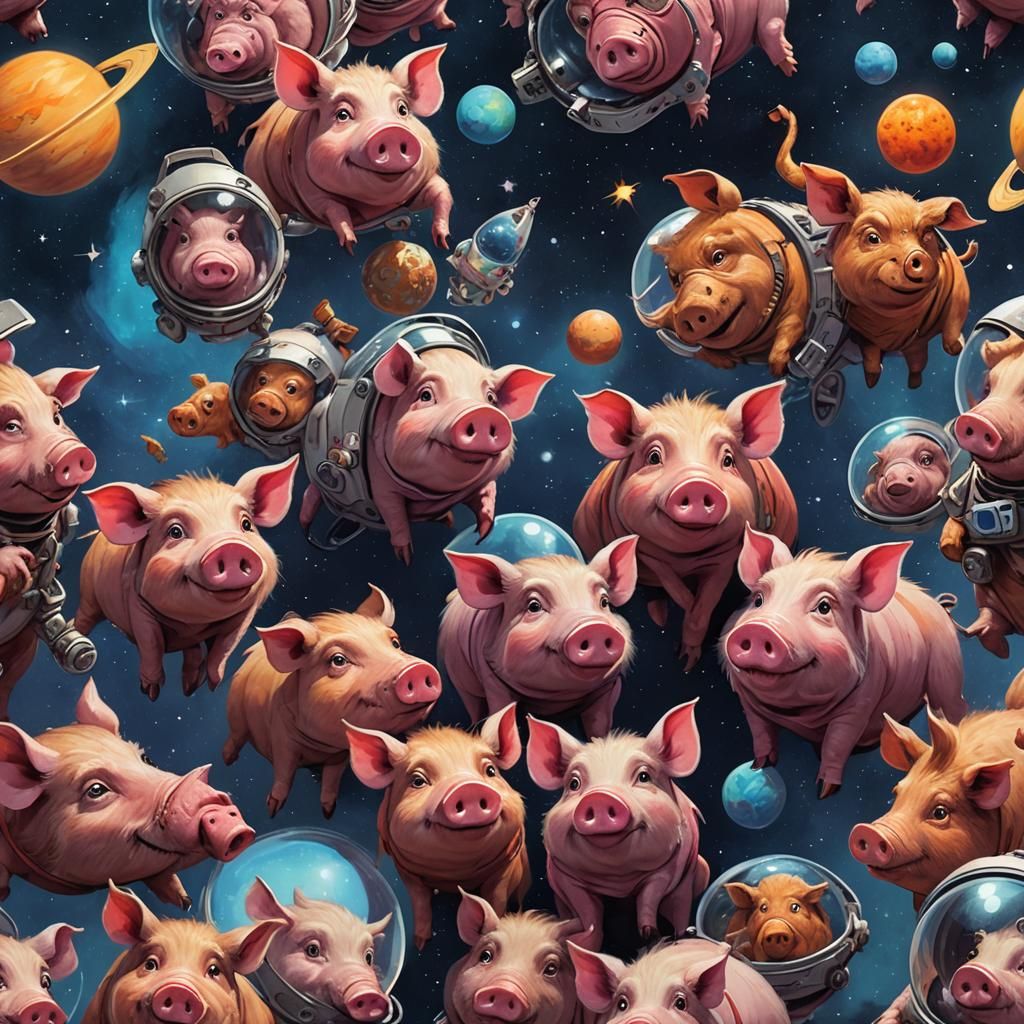 Pigs in space 2 - AI Generated Artwork - NightCafe Creator