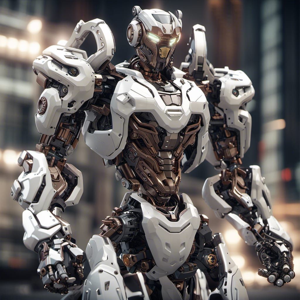 Mecha Men Curly short brown hair white skin - AI Generated Artwork ...
