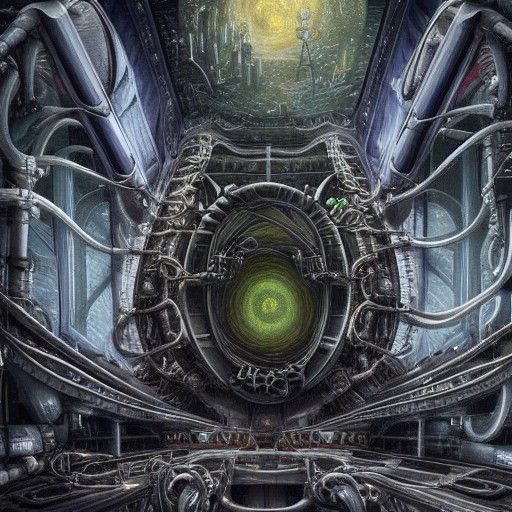 Giant mechanical cosmic horror; detailed realistic masterpiece horror ...