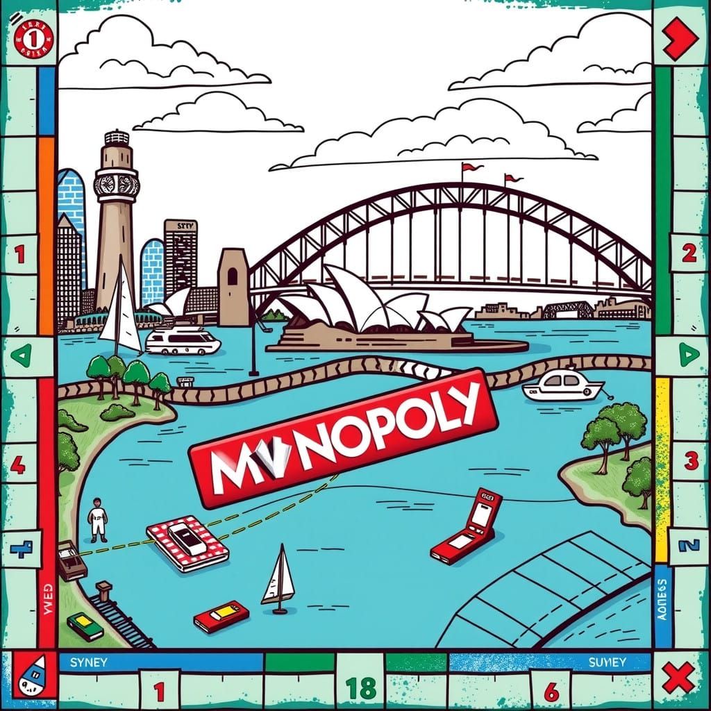Monopoly Sydney - Vibrant Sydney Monopoly Board with Iconic ...