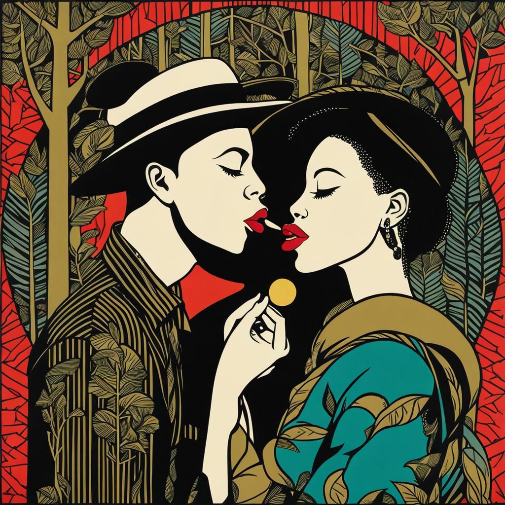A kiss in the forest, Art by Emory Douglas - AI Generated Artwork ...