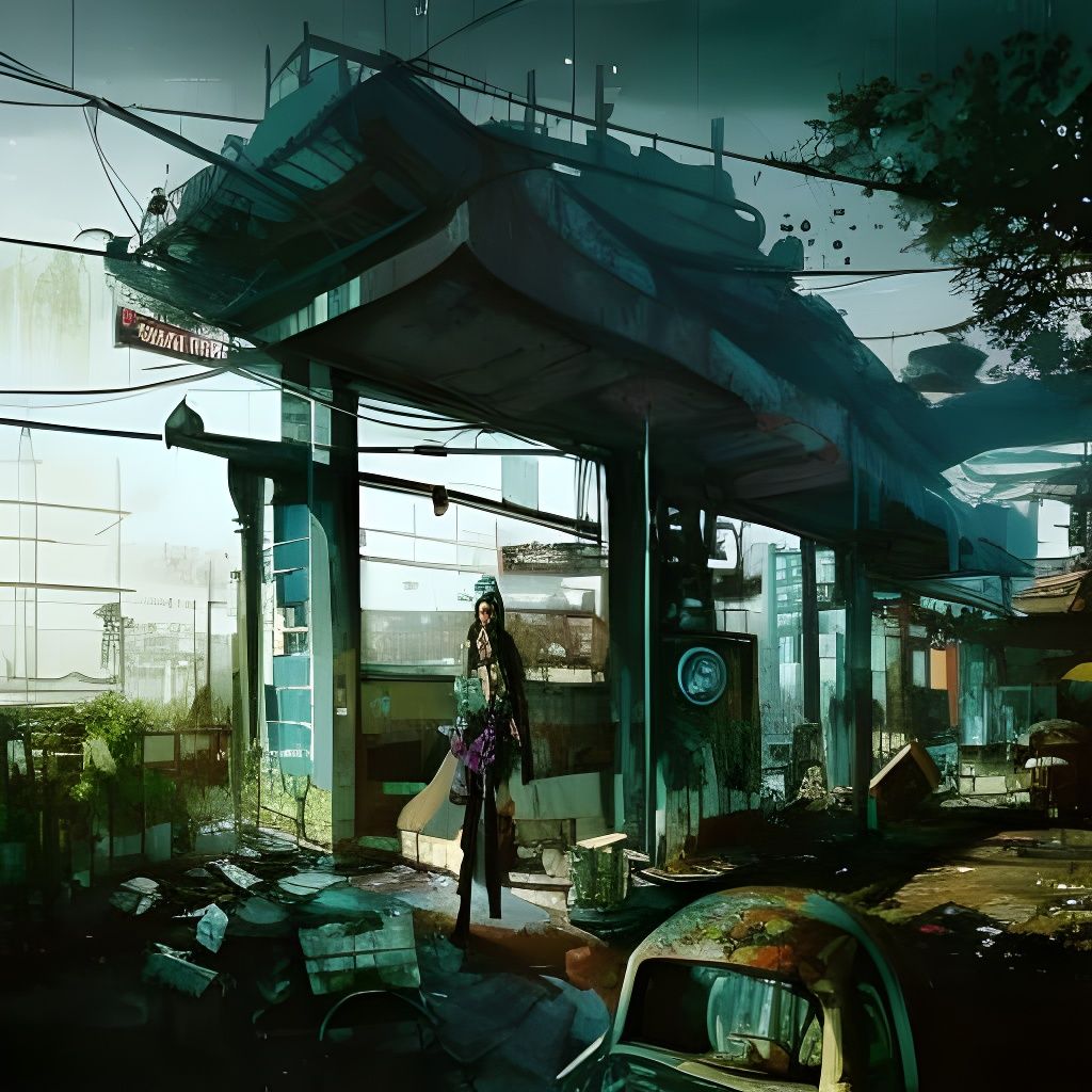 "Post-Apocalyptic Fast Food Oasis", intricate and hyperdetailed ...