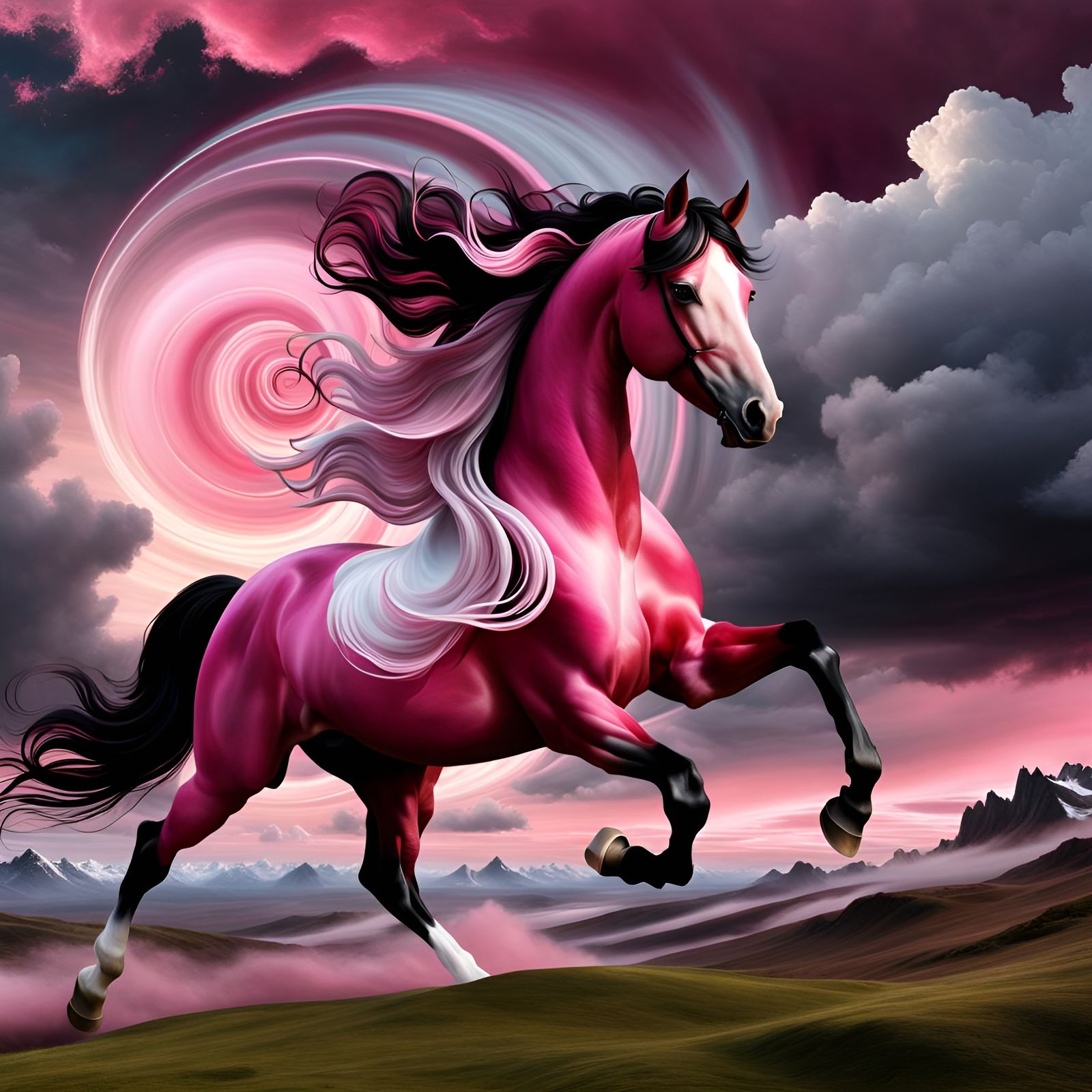 Red Moon Stallion - AI Generated Artwork - NightCafe Creator