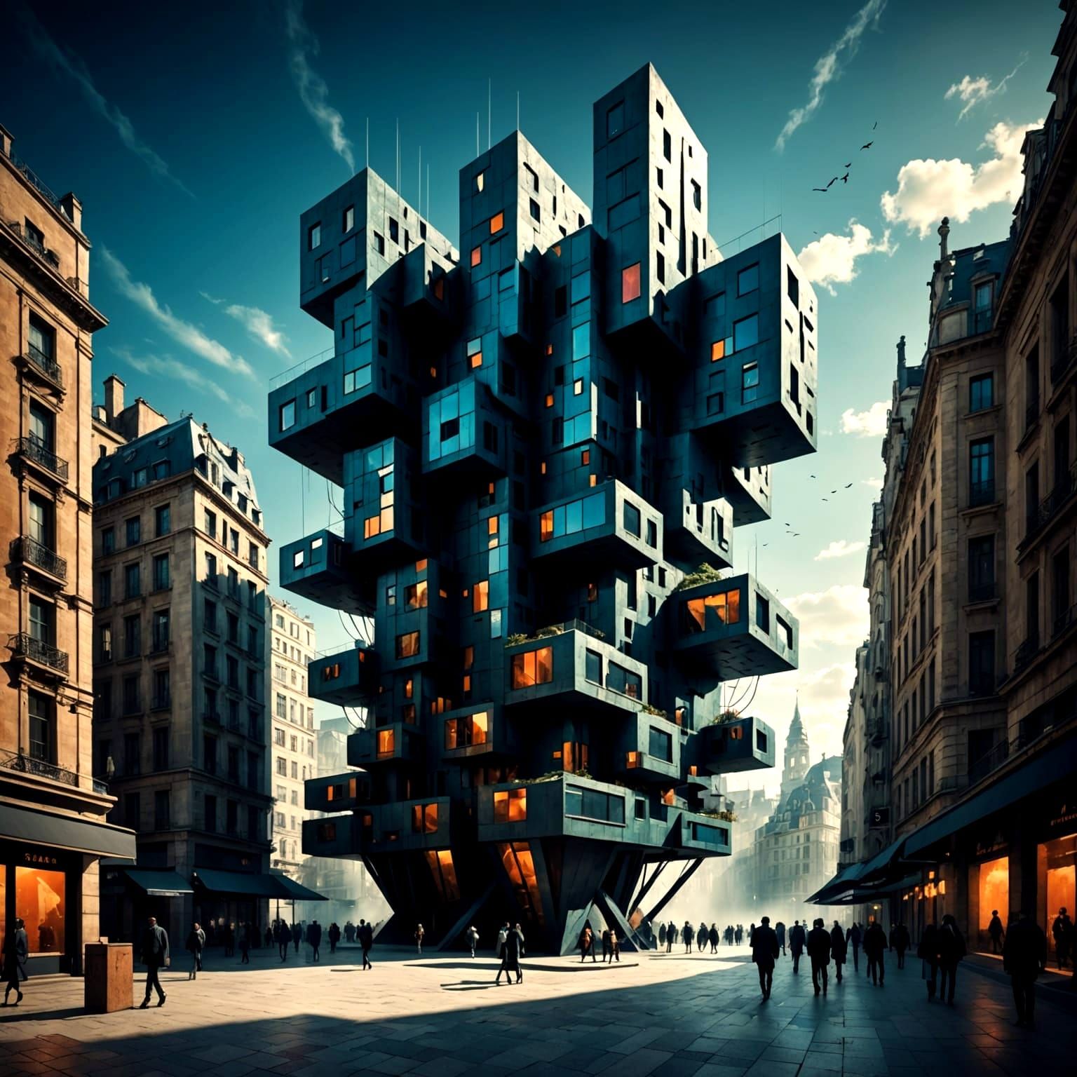 Surrealist Architecture - Elegant Surrealist City Plaza