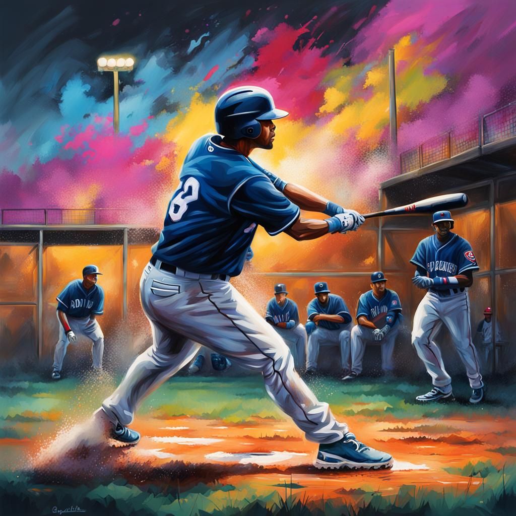 Playing baseball spring training foggy evening - AI Generated Artwork ...