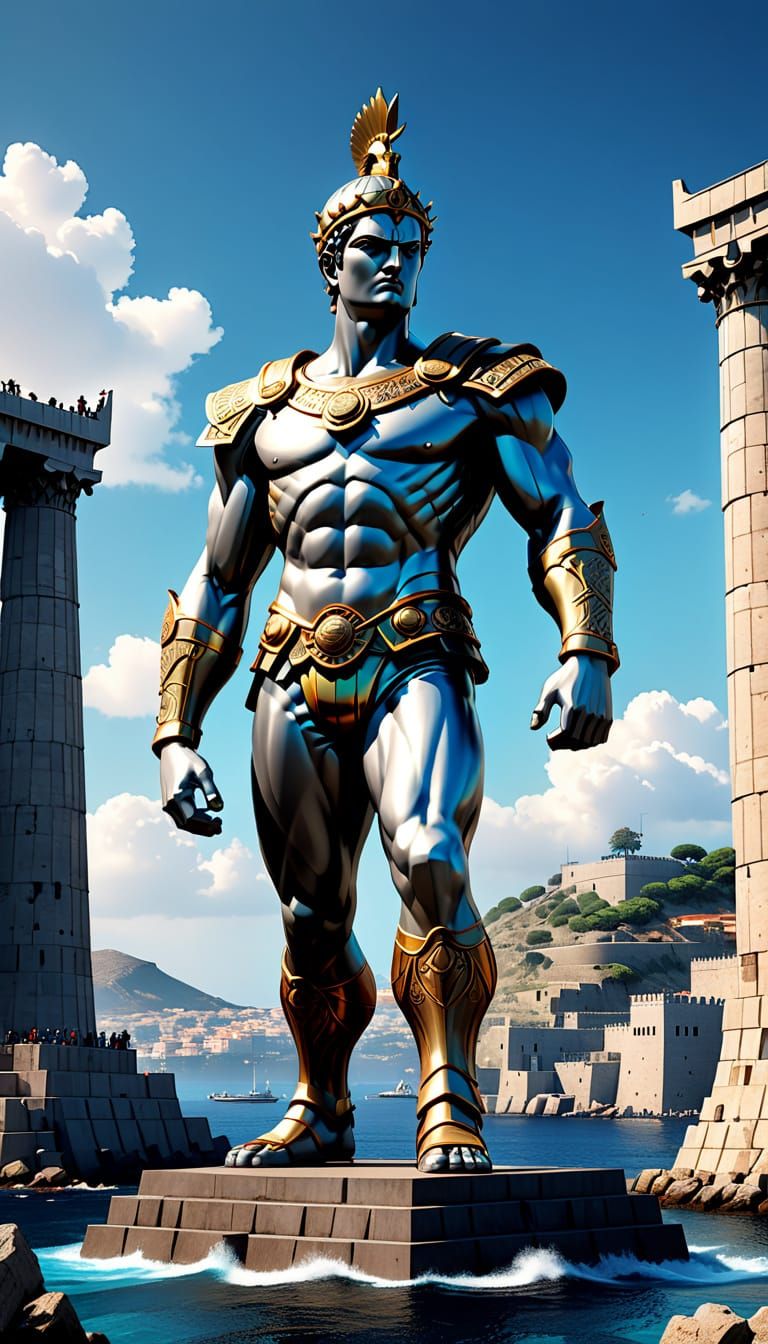 The Colossus of Rhodes - Ancient Greek Statue in 3D Anime Ar...