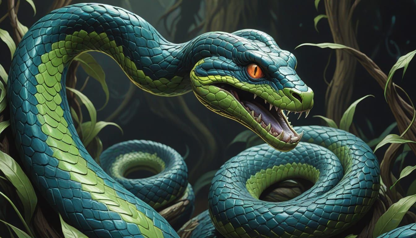 Year Of The Snake - Eldritch Snake in Art Nouveau Style