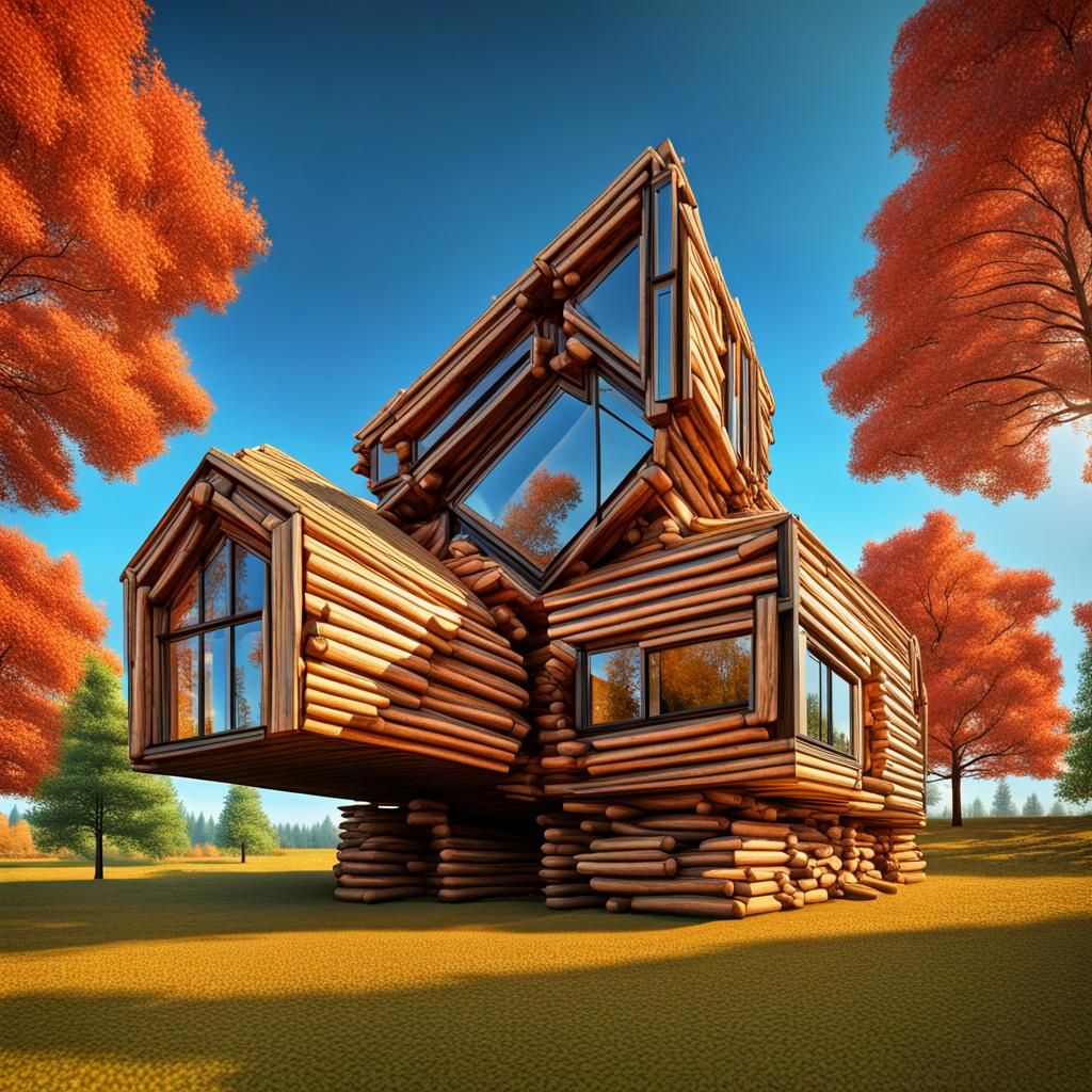 Abstract log house - AI Generated Artwork - NightCafe Creator