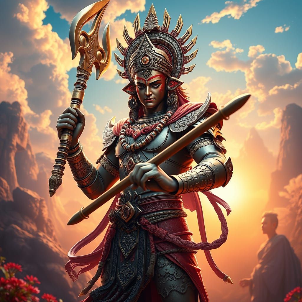 Lord Murugan image - Lord Murugan in Vibrant Anime Armor