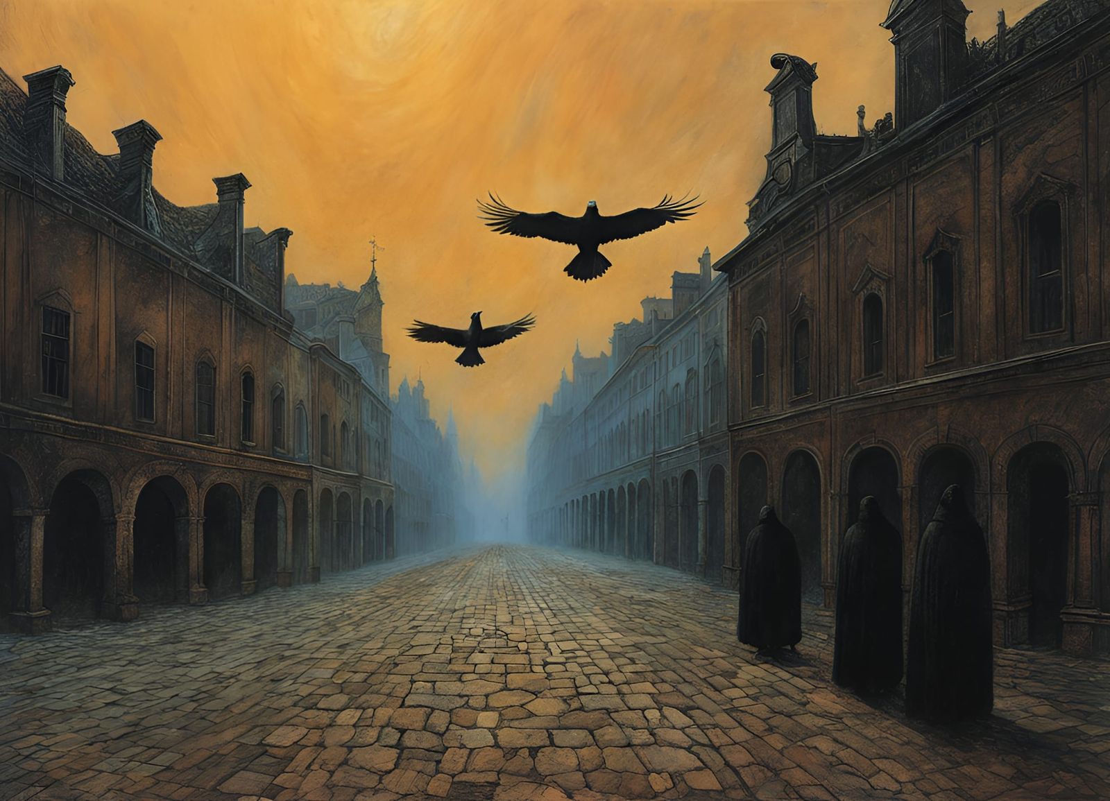 Crow world: Street patrol - AI Generated Artwork - NightCafe Creator