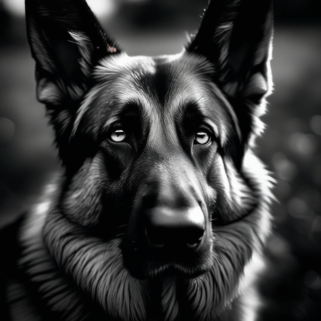 Photorealistic deep emotional portrait German Shepherd whit cute eyes ...
