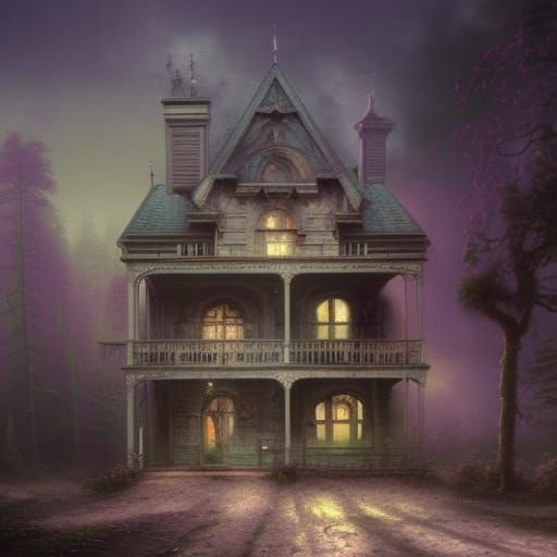 Abandoned haunted vintage building GHOSTS IN WINDOWS, SPOOKY MOON ...