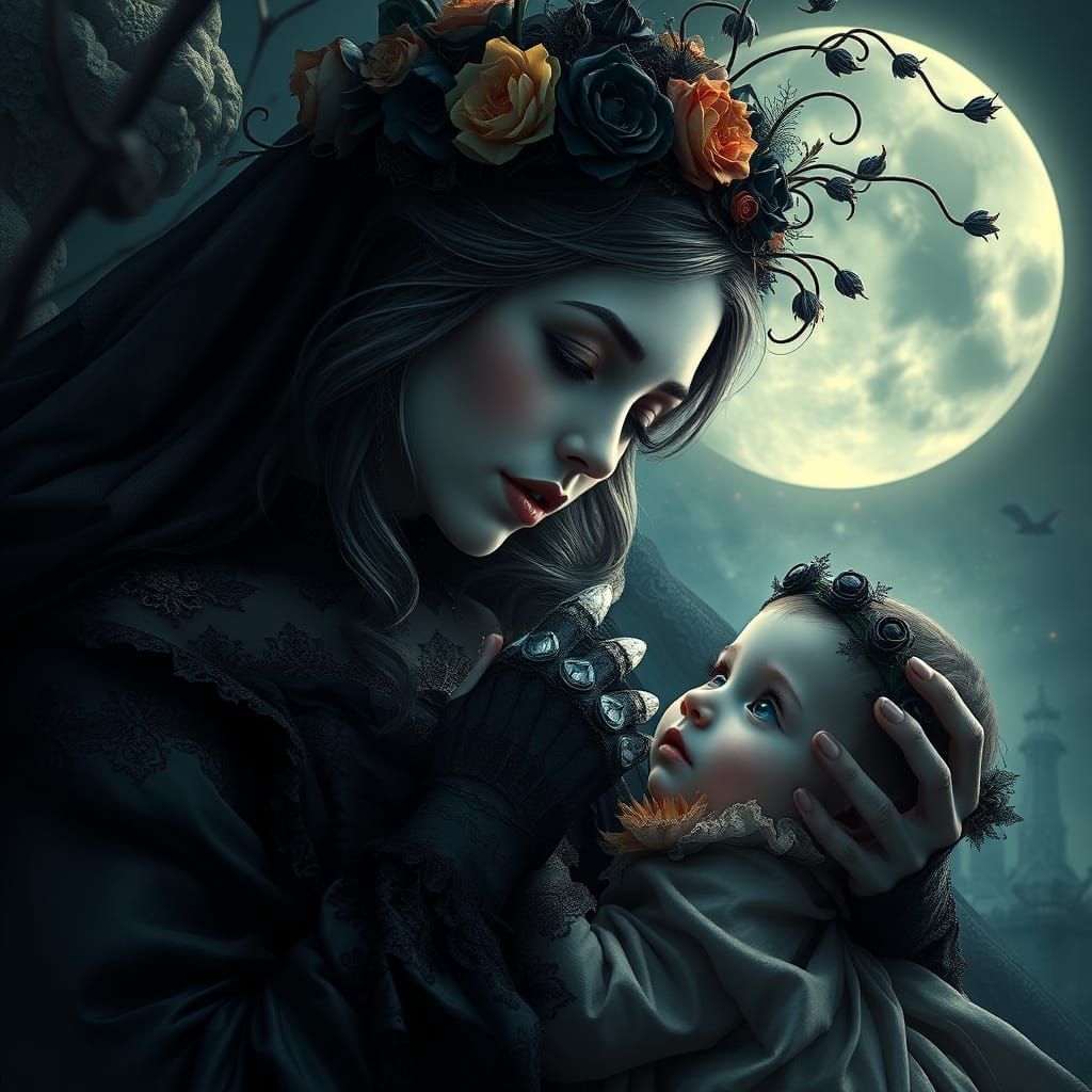 Gothic Mother and Child - Ethereal Gothic Mother and Child i...