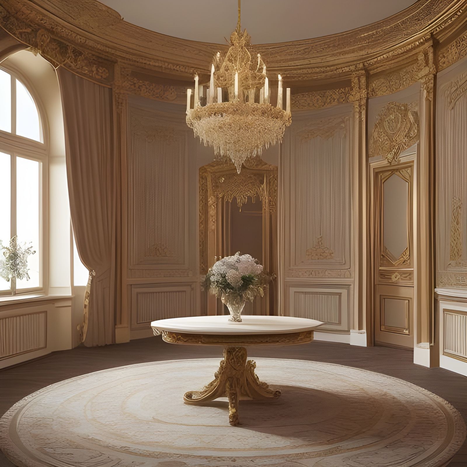 a gracious circular baroque room with intricate decorations - AI Generated Artwork - NightCafe ...
